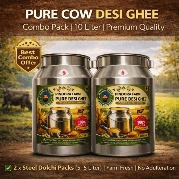 Pindora Farm Pure Cow Desi Ghee – 10 Liter Combo Pack (2×5L)